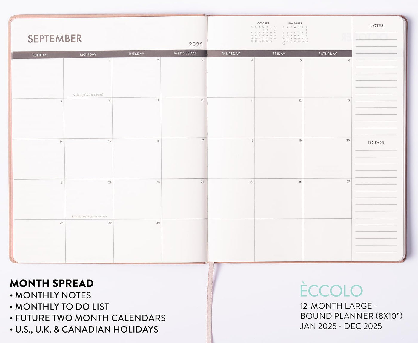 Eccolo 2025 Vinatge Leaves Large Bound Planner