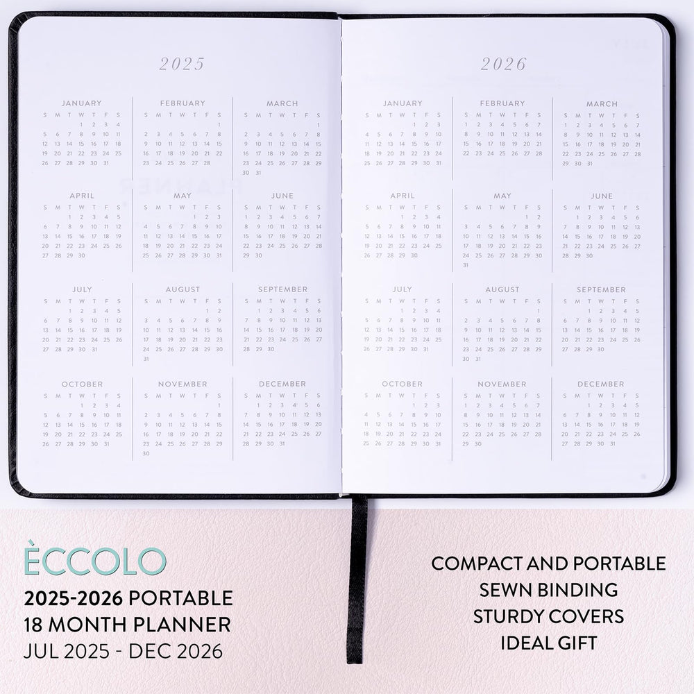 Eccolo 2025-2026 Medium Bound Planner 6x8 - Black