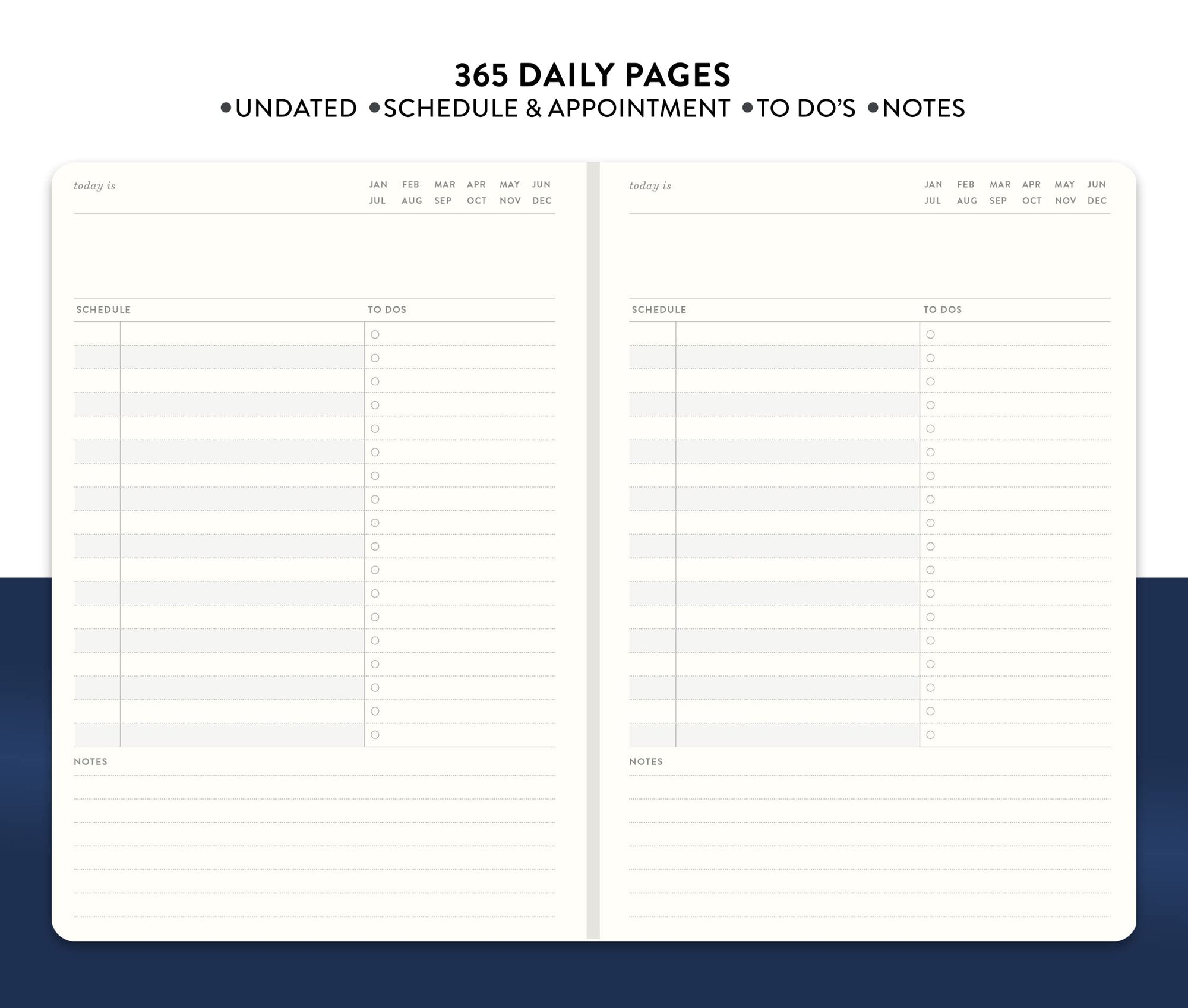 Eccolo Black & White Undated Daily Planner