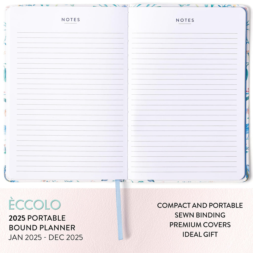 Eccolo 2025 Birds 6x8 Bound Planner, Faux Leather Flexibound