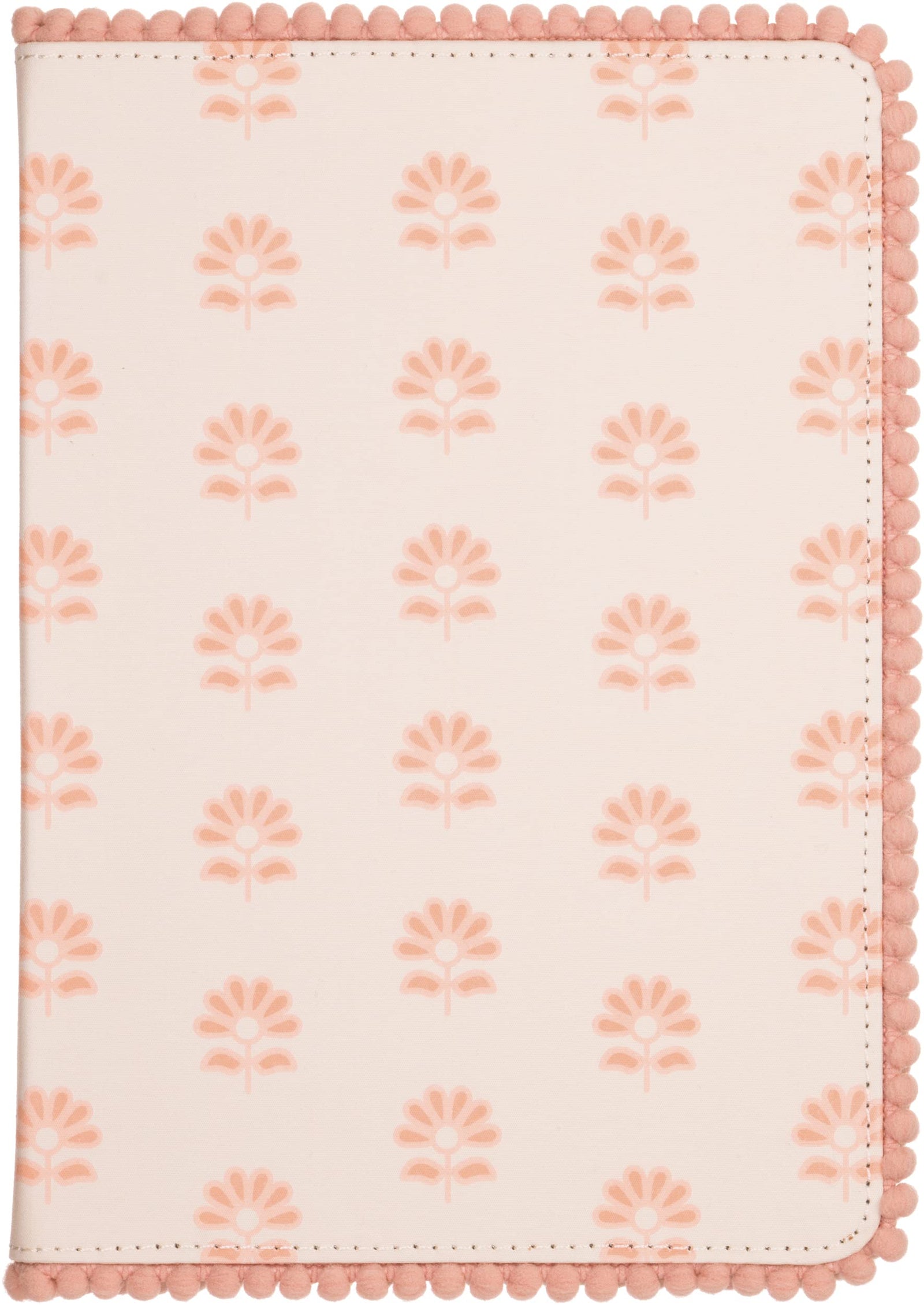 Eccolo Peach Block Print Pom-Pom Journal
