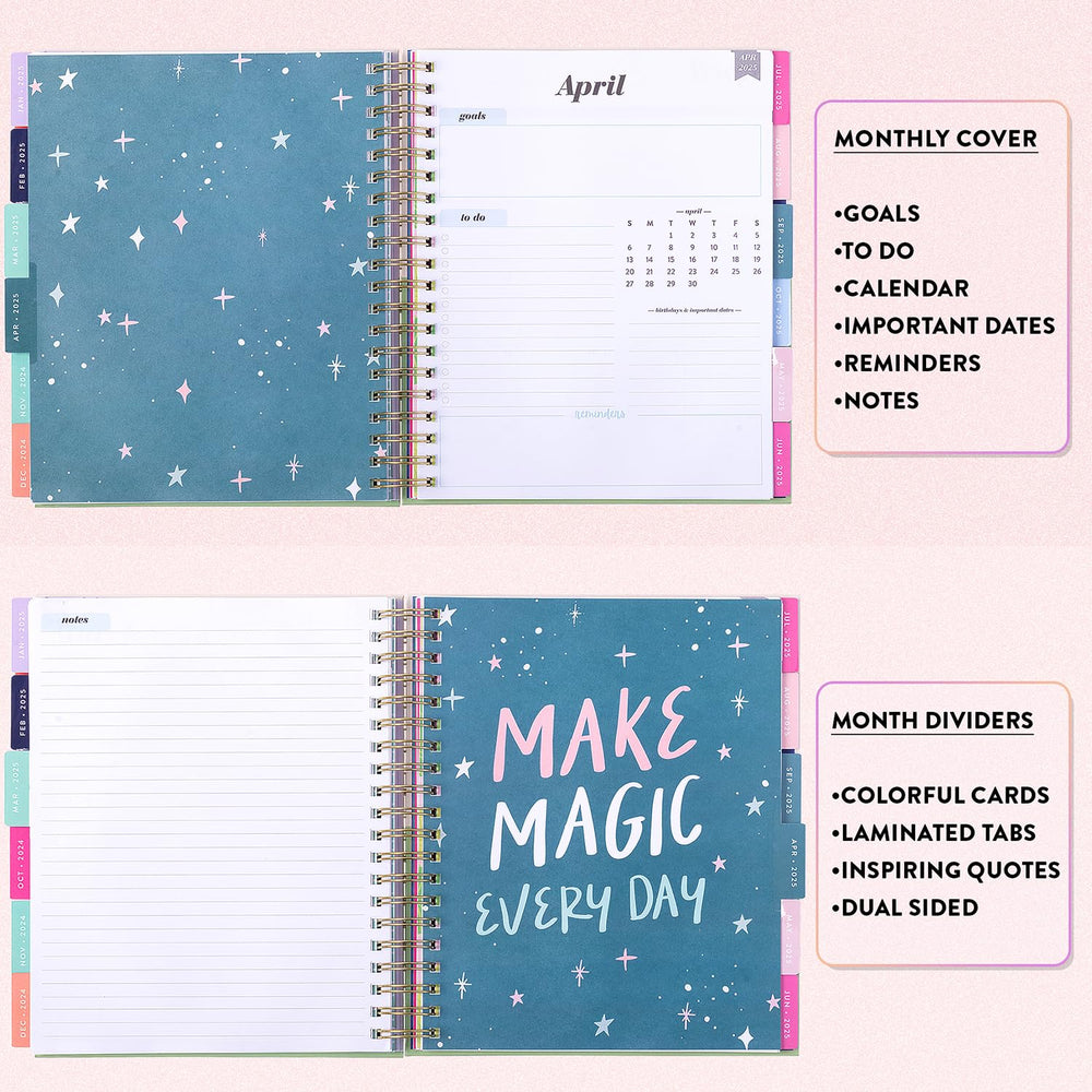 Eccolo 2024-2025 Modern Floral Large Spiral Planner